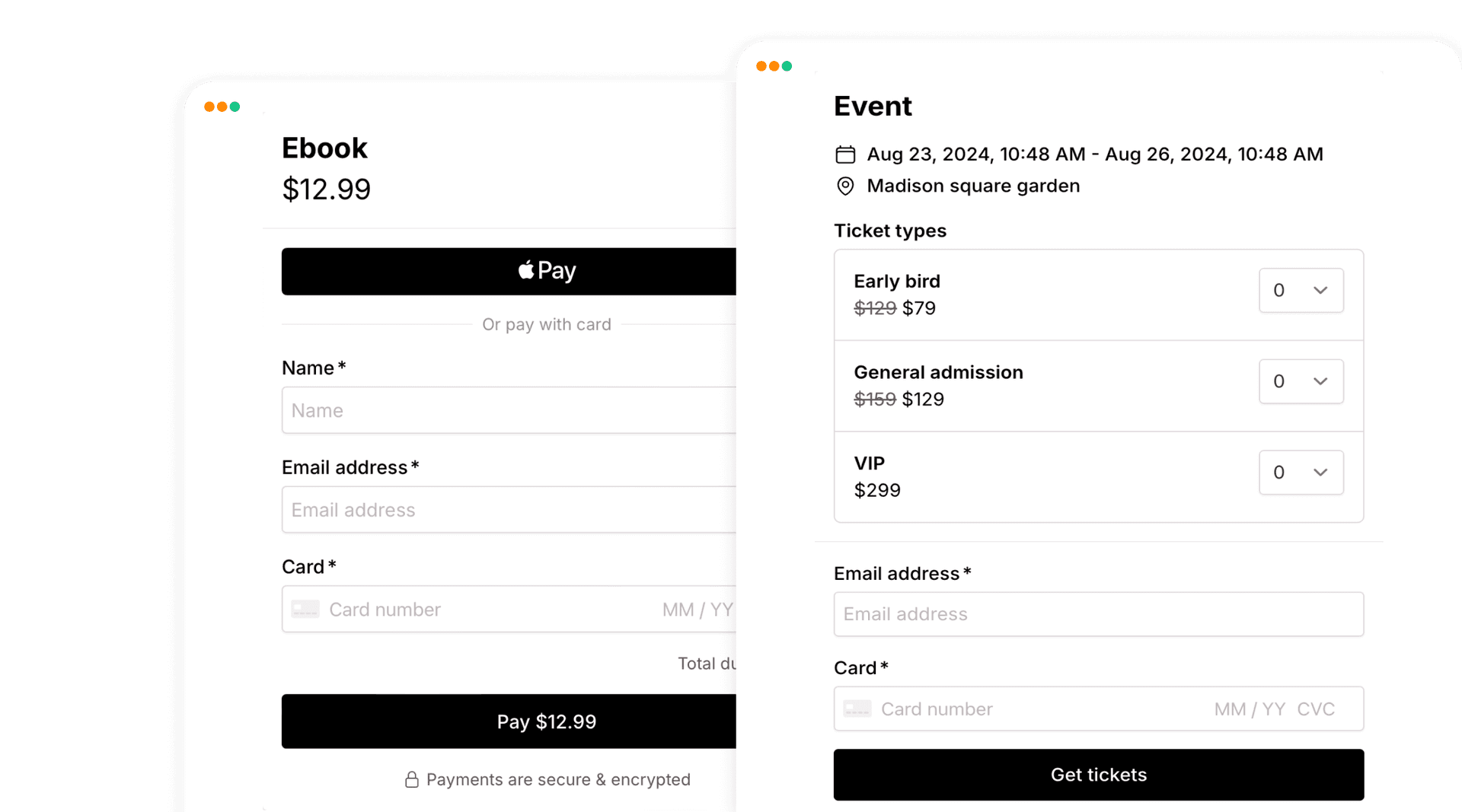 Checkout Page | Sell digital products, subscriptions and event tickets