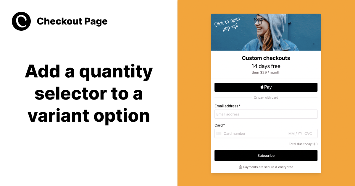Add a quantity selector to a variant option - Checkout Page