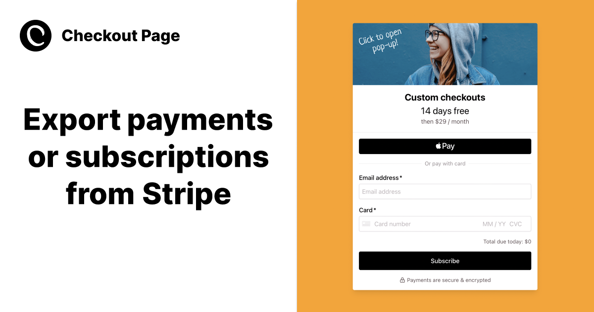 Export payments or subscriptions from Stripe - Checkout Page Help
