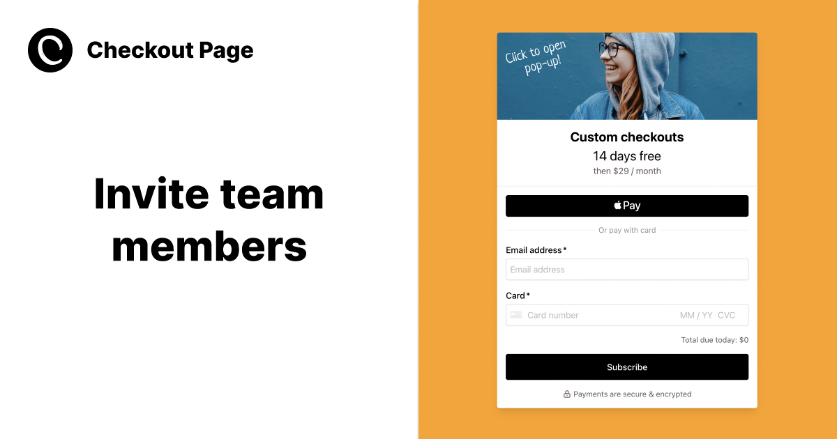 Invite team members - Checkout Page