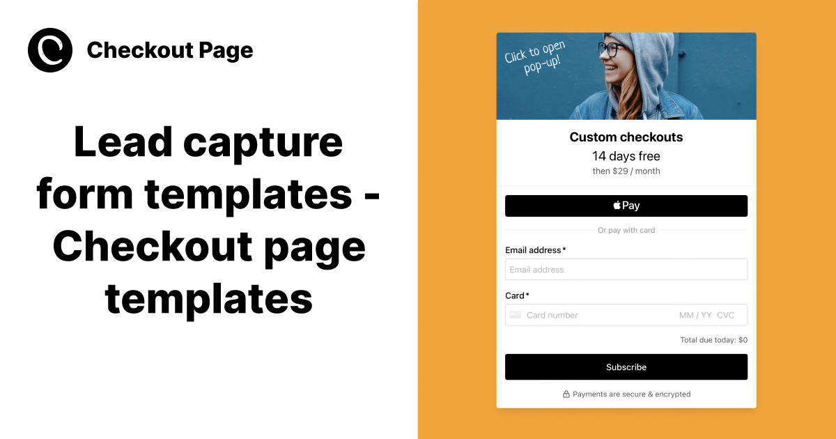 Lead capture form templates - Checkout page templates - Checkout Page