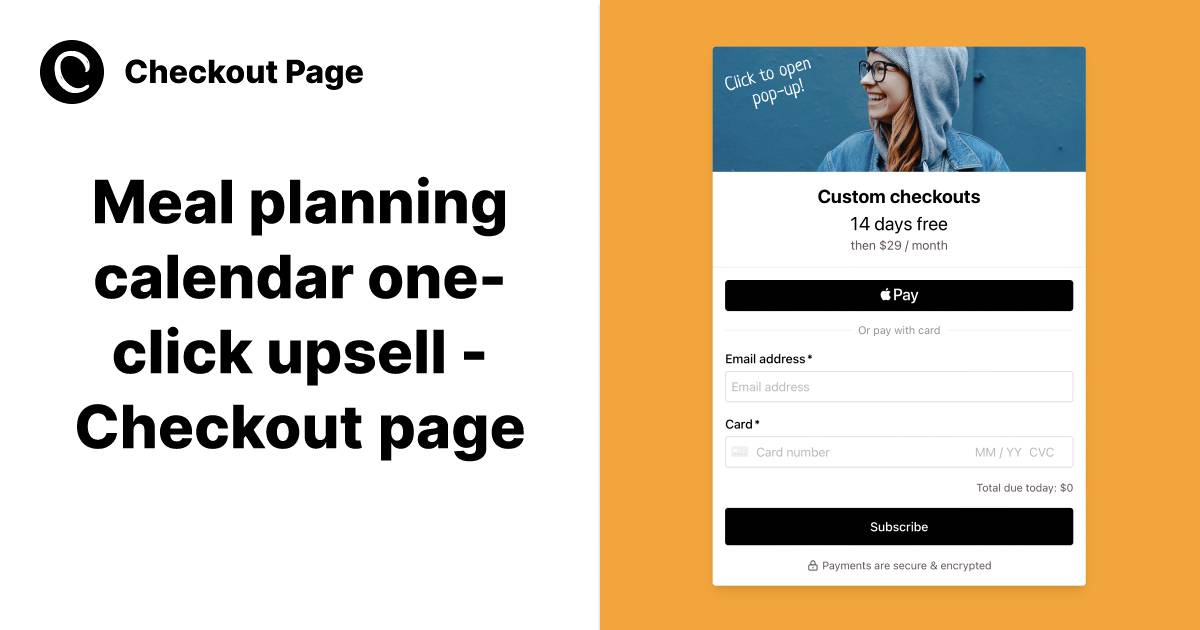 Meal planning calendar one-click upsell - Checkout page templates ...