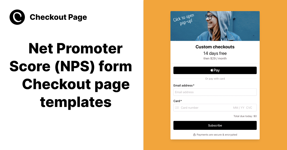 Net Promoter Score (NPS) form - Checkout page templates - Checkout Page