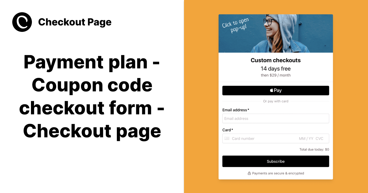 Payment plan - Coupon code checkout form - Checkout page templates ...