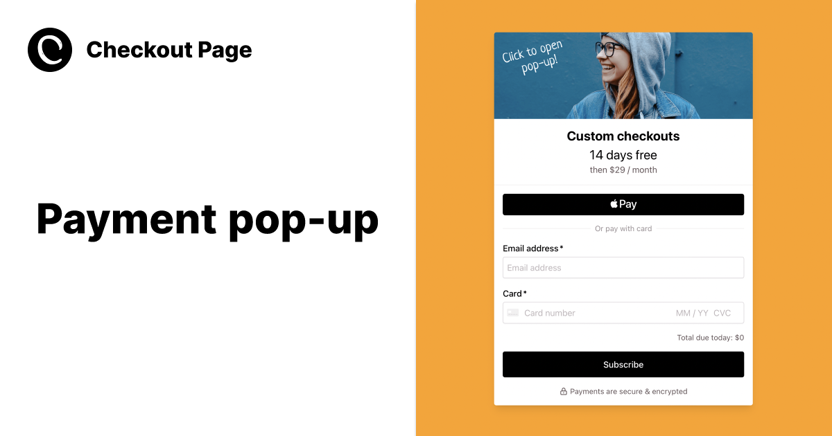 Payment pop-up - Checkout Page