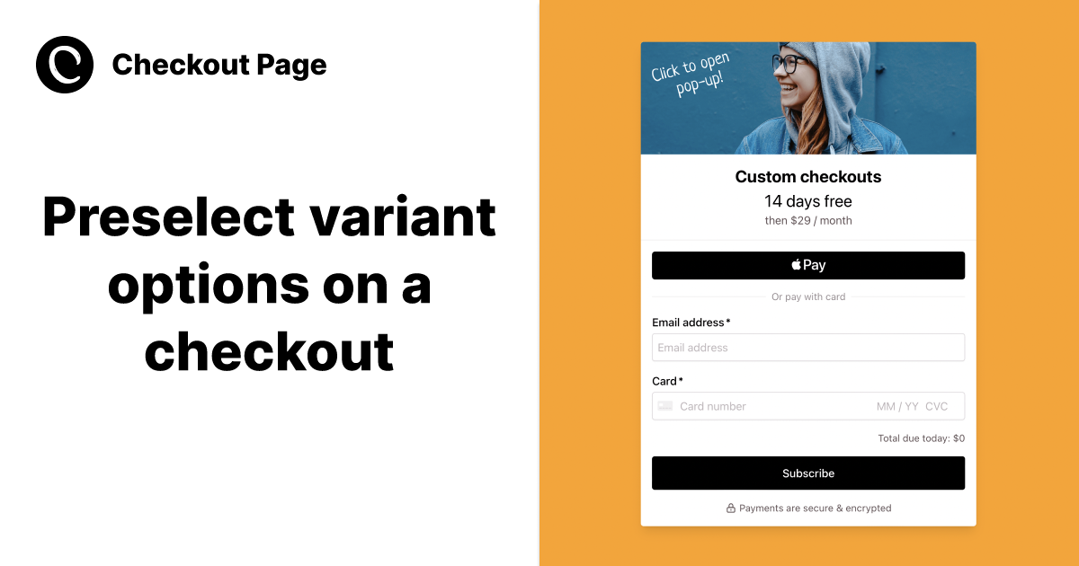 Preselect variant options on a checkout - Checkout Page
