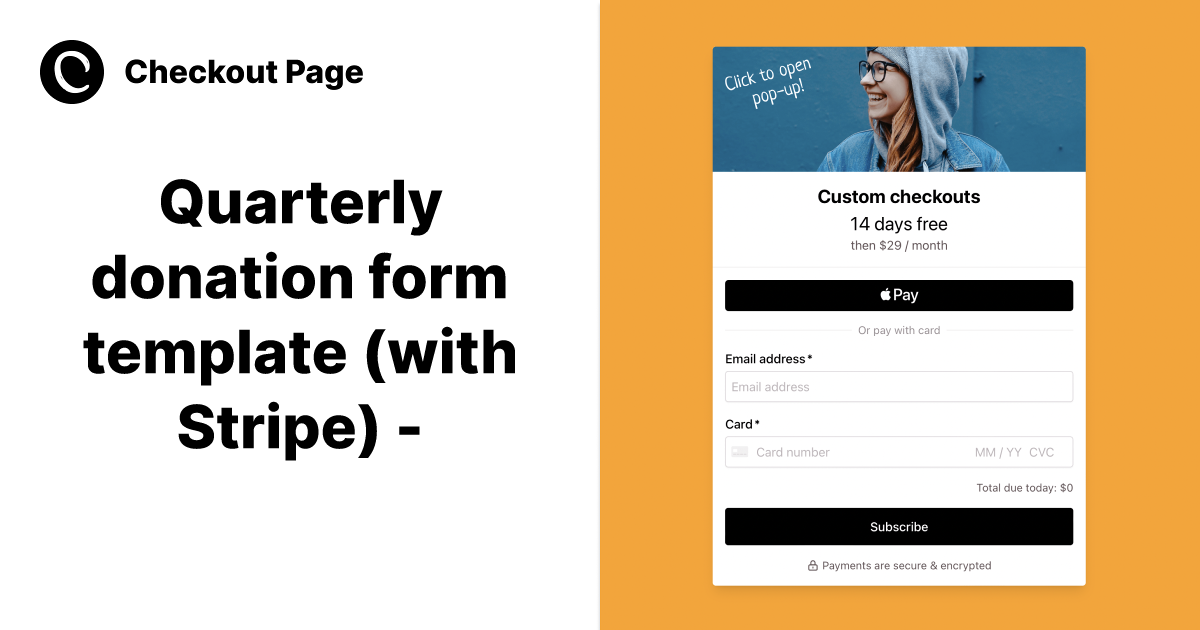 Quarterly donation form template (with Stripe) - Checkout page ...