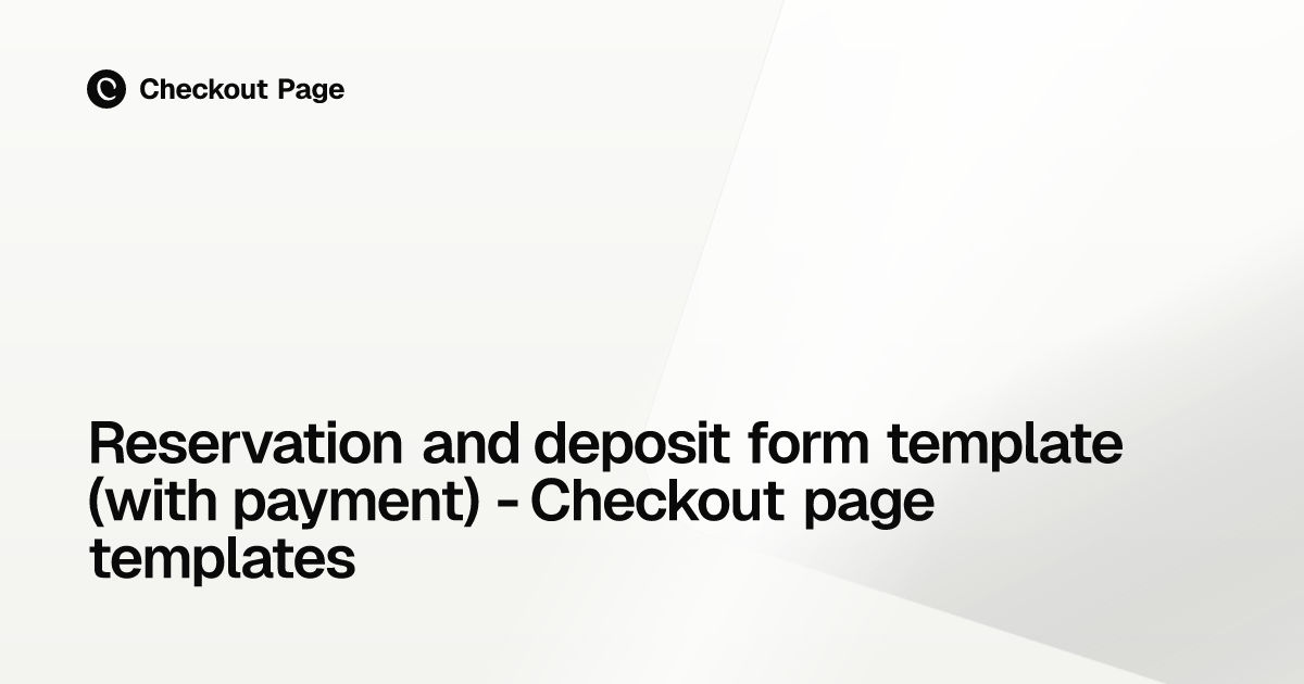 Reservation and deposit form template (with payment) - Checkout page ...