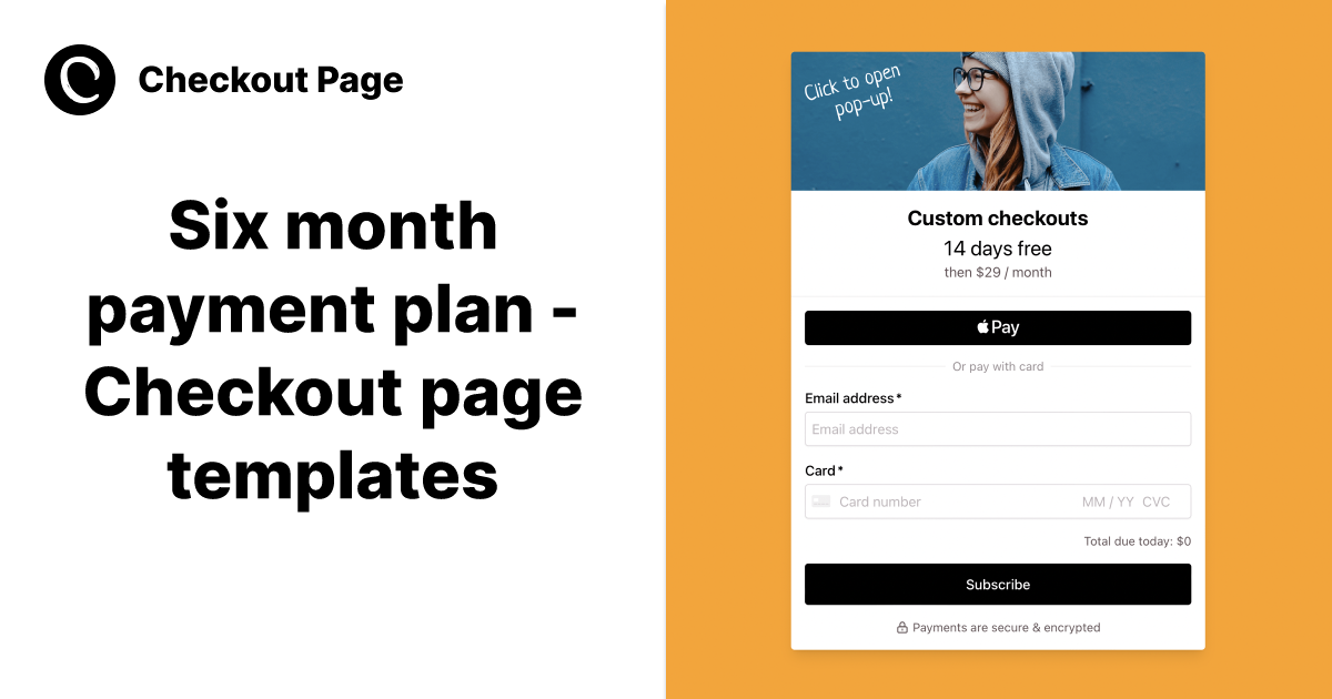 Six month payment plan - Checkout page templates - Checkout Page