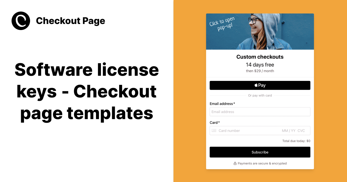 Software license keys - Checkout page templates - Checkout Page