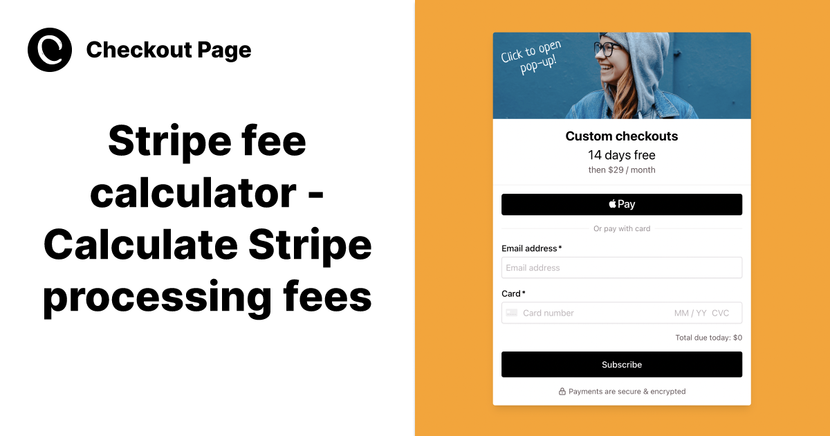 Stripe fee calculator - Calculate Stripe processing fees - Checkout Page