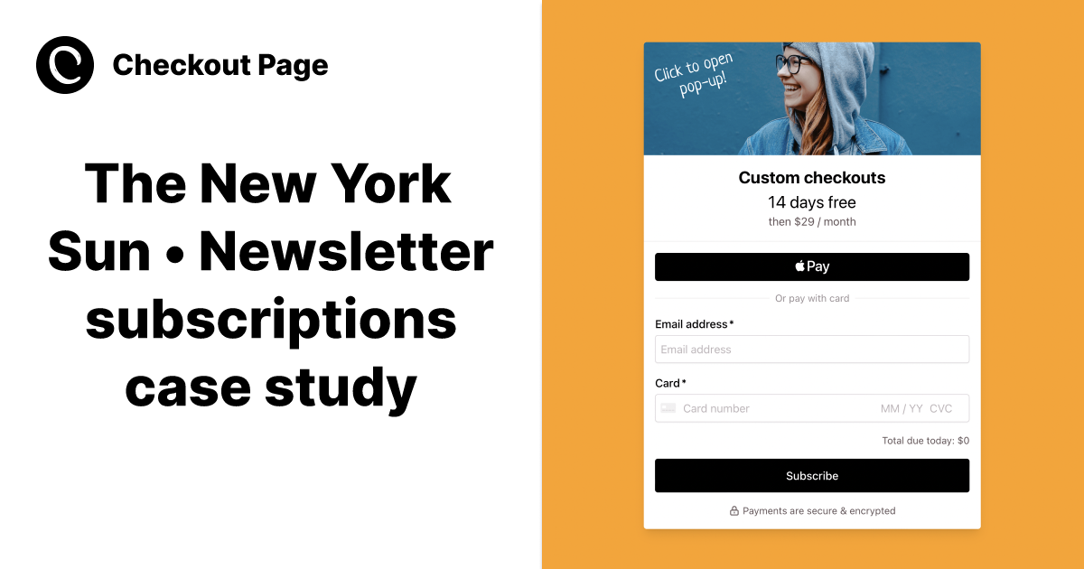 The New York Sun • Newsletter subscriptions case study - Checkout Page