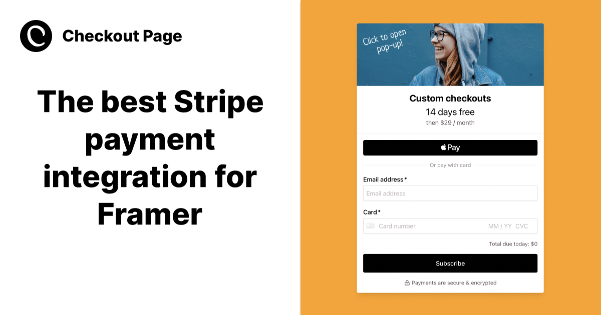 The best Stripe payment integration for Framer - Checkout Page