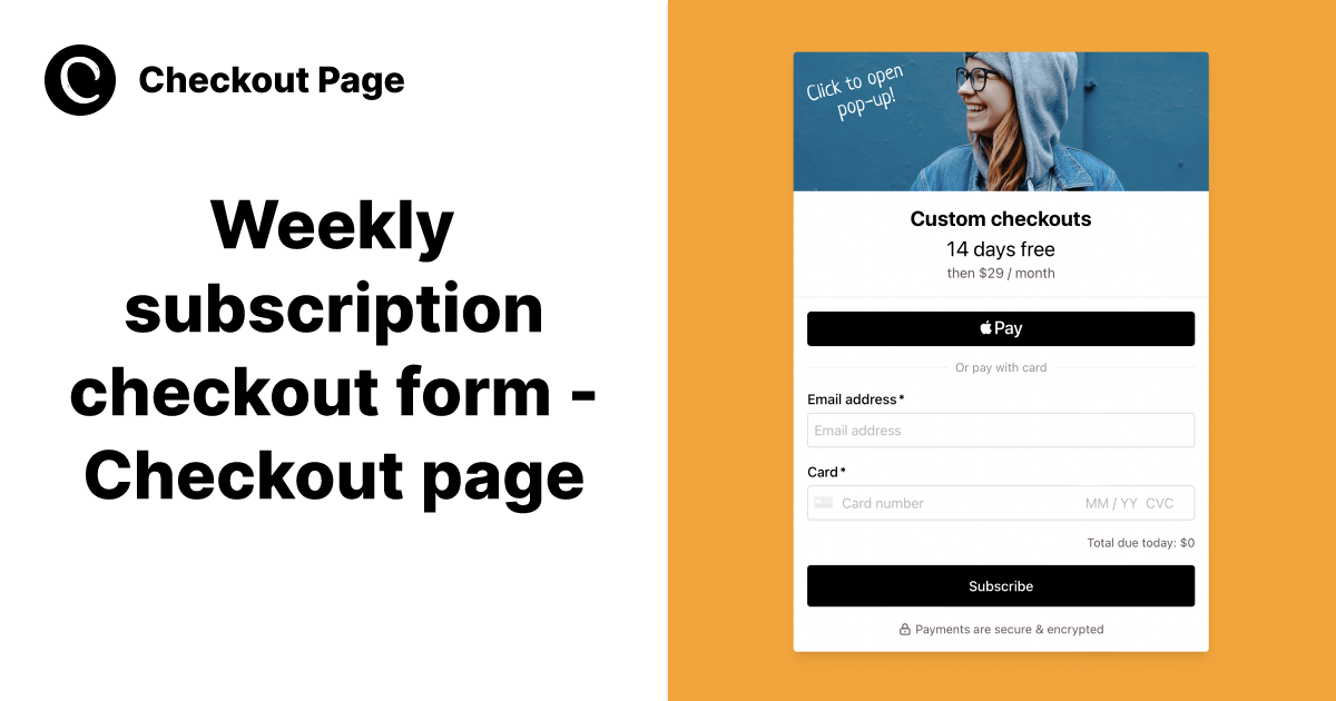 Weekly subscription checkout form - Checkout page templates - Checkout Page