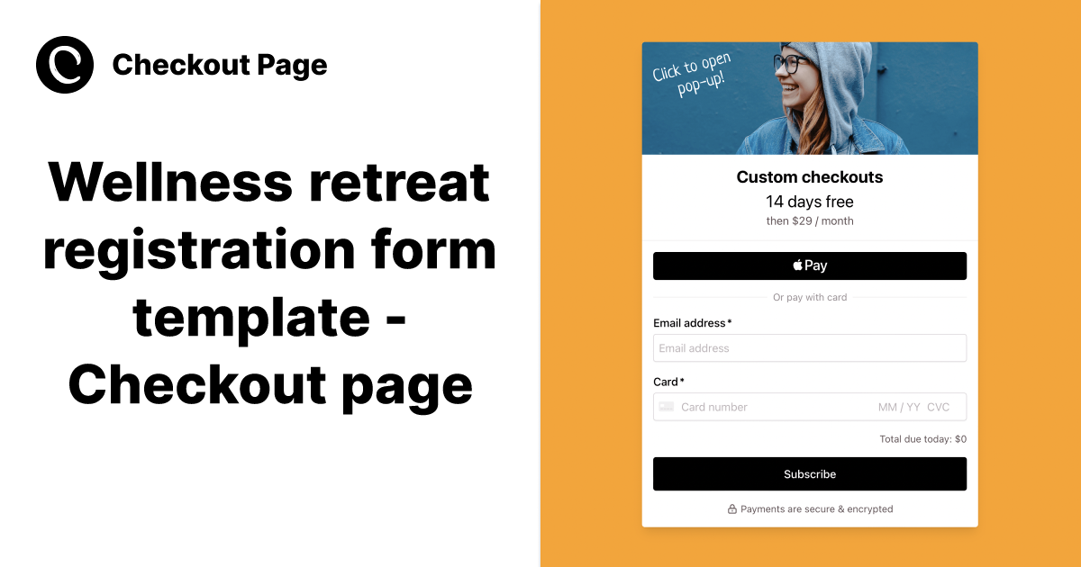 Wellness retreat registration form template - Checkout page templates ...